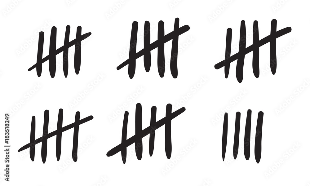 Tally marks count or prison wall sticks lines counter. Vector hash ... Tally marks count or prison wall sticks lines counter. Vector hash ...
