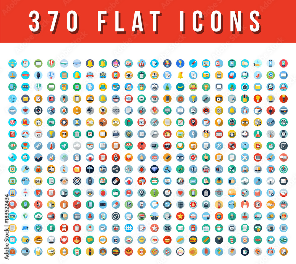 370 Flat Vector Icons Stock Vector | Adobe Stock