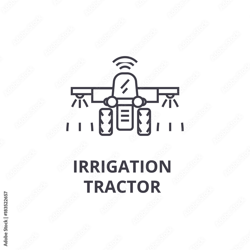 irrigation tractor line icon, outline sign, linear symbol, flat vector ...
