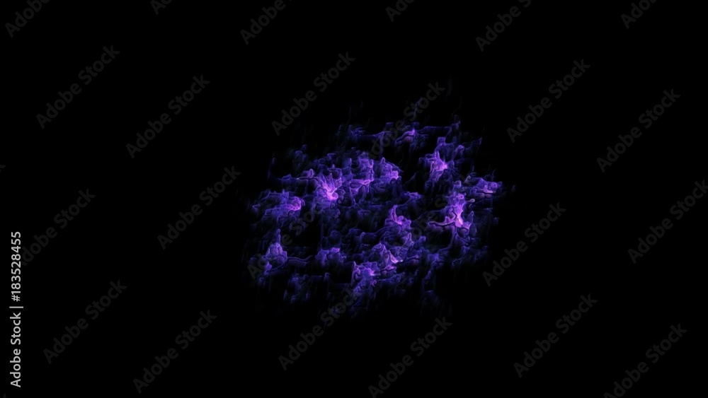 Growing from center, blue pulsating Artificial Neural Network. Electronic nodes, connected ...