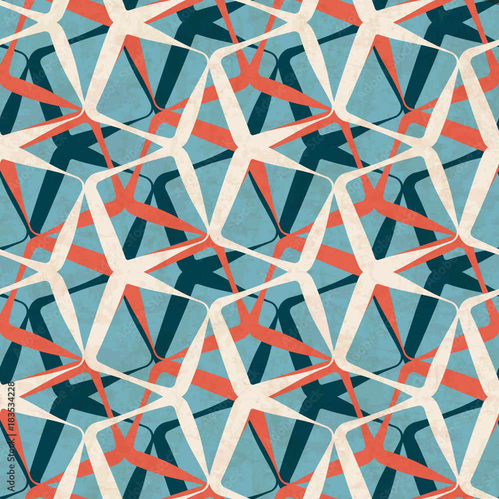 Abstract geometric seamless pattern in mid-century modern colors ...
