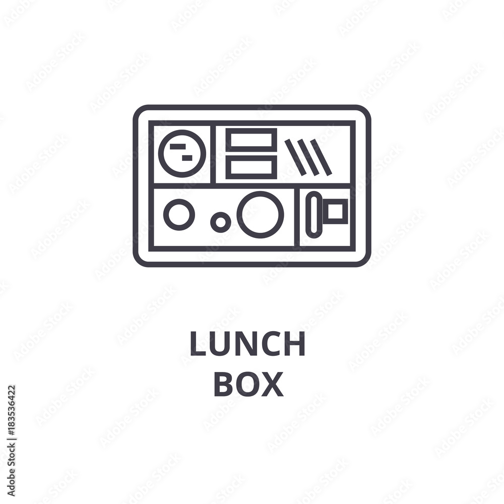 lunch box line icon, outline sign, linear symbol, flat vector ...