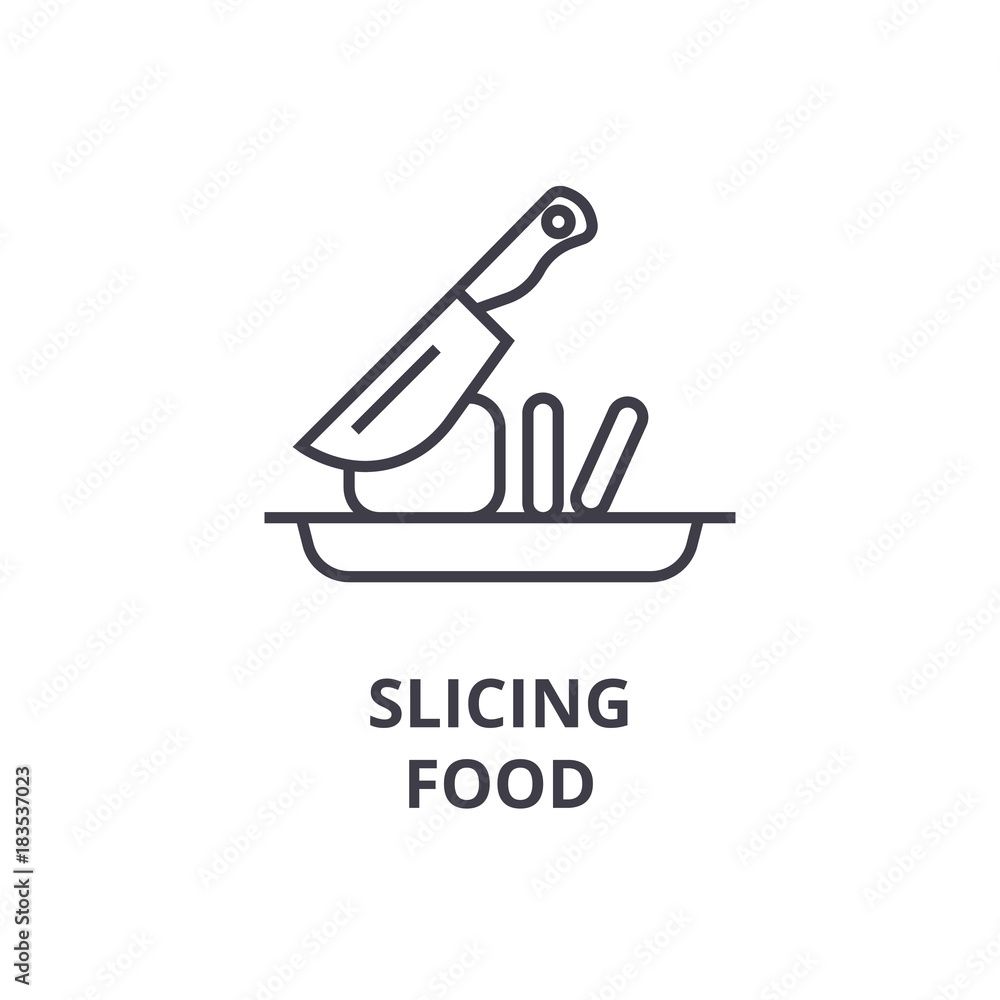slicing food line icon, outline sign, linear symbol, flat vector ...