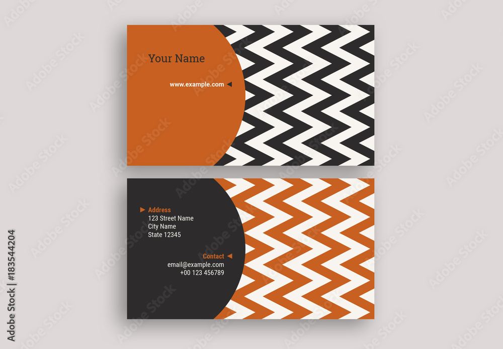 Zig Zag Business Card Layout Stock Template | Adobe Stock