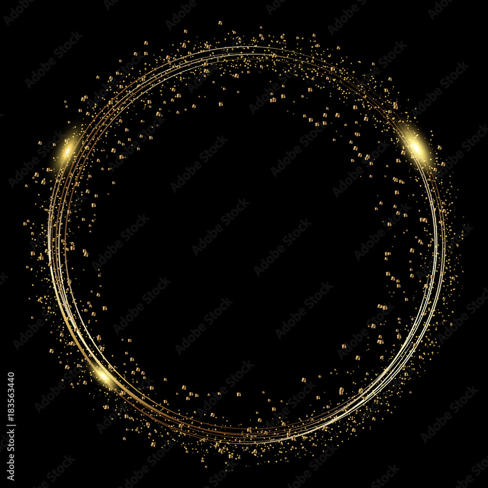 Abstract round glowing lights and gold sparkles. Vector Stock Vector ...