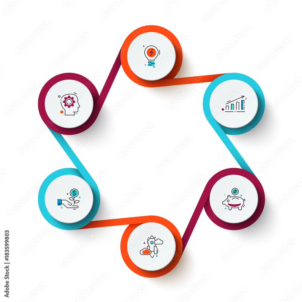 Business data visualization. Abstract elements of cycle diagram with 6 ...