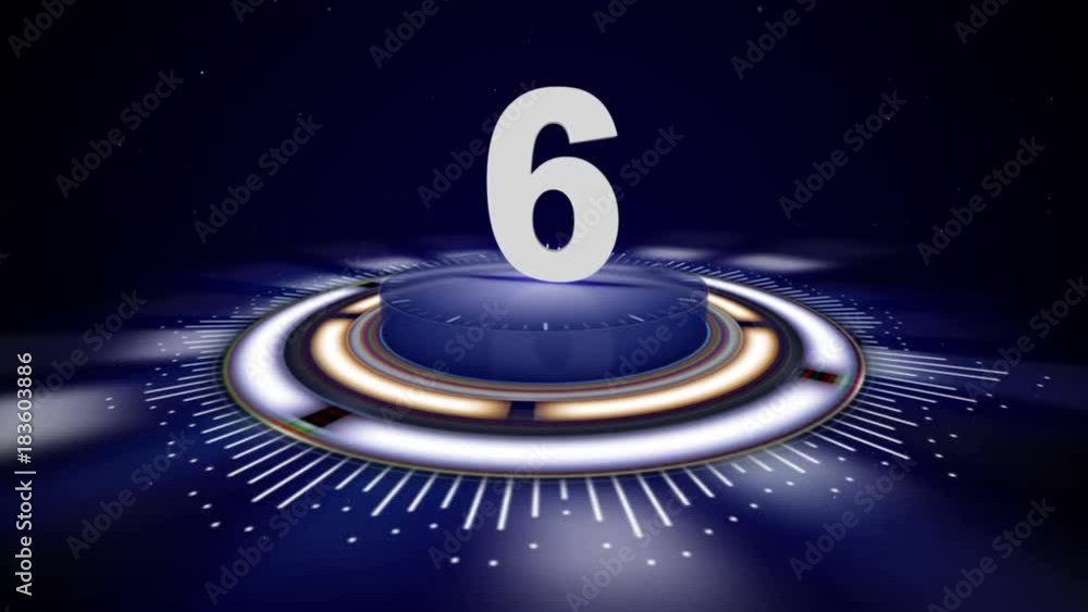 NUMBER 6, Top Ten Numbers Animation with Alpha Channel, Rendering, Background, Loop, 4k Stock ...