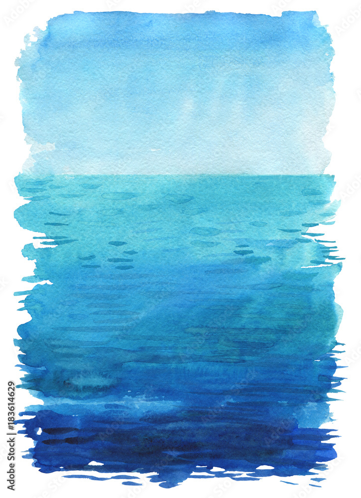 Ocean watercolor hand painting illustration. Stock Illustration | Adobe ...