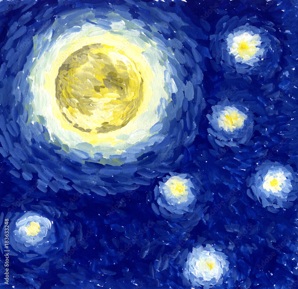 Starlight Night / Background, illustration, painting in the style of ...