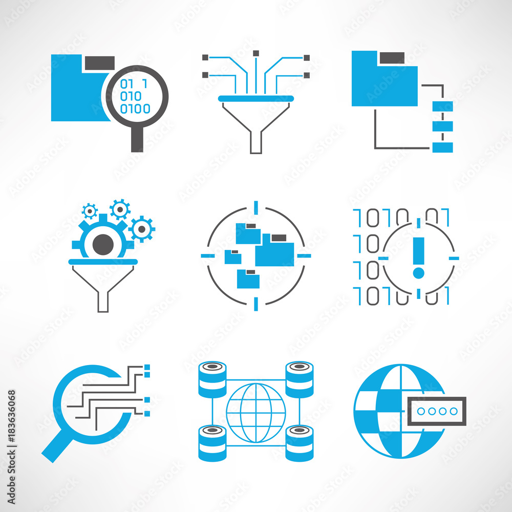 network, server and data analytics icons Stock Vector | Adobe Stock