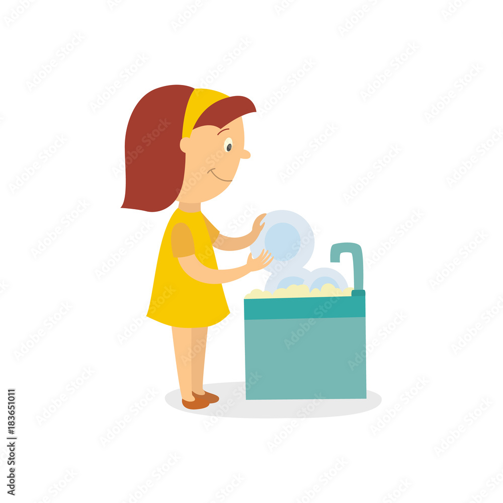 Boy Washing Dishes Clipart