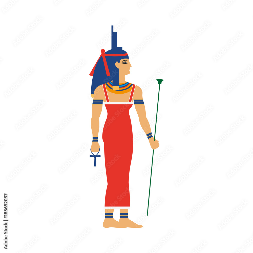 Isis, ancient Egypt goddess of health, marriage, and wisdom in throne ...