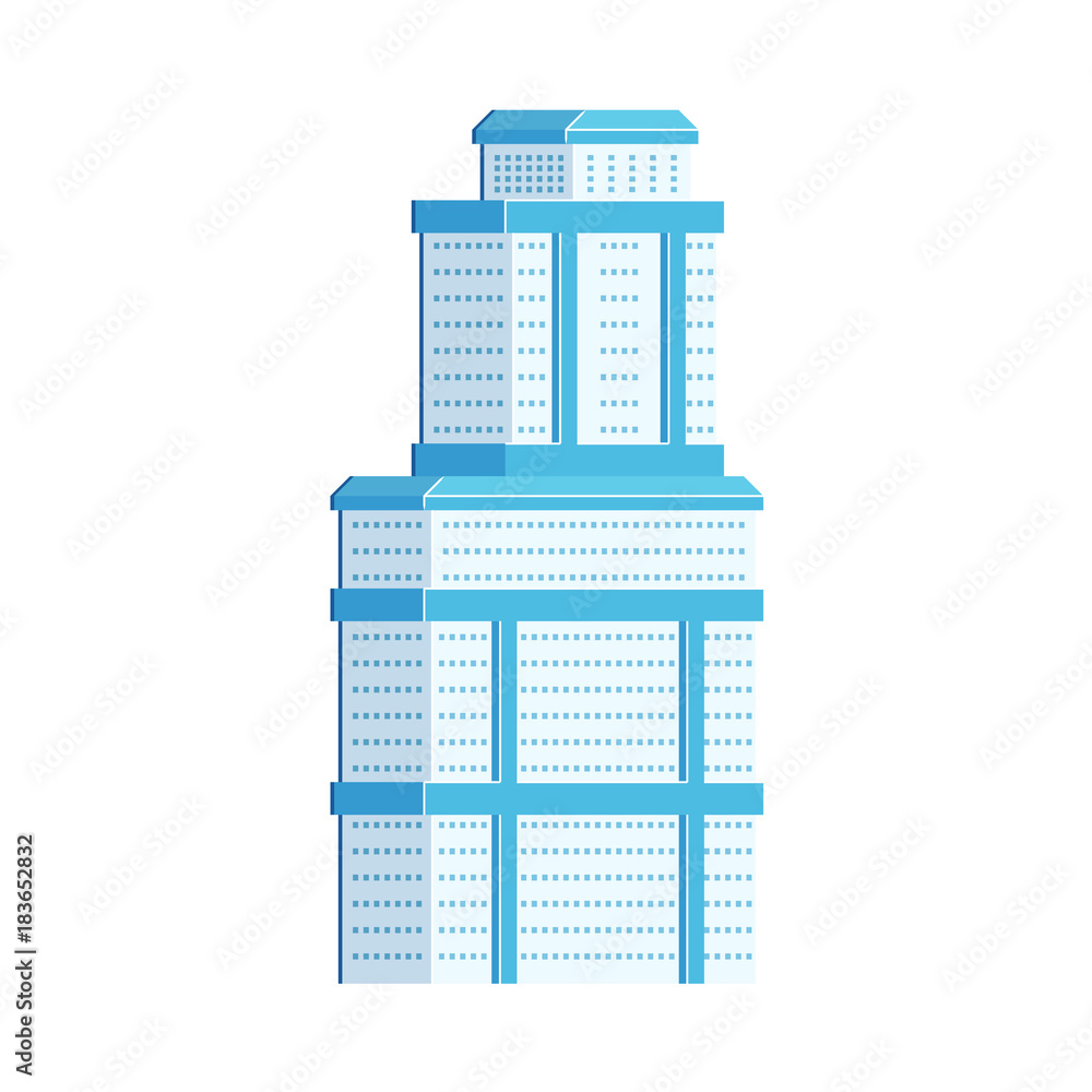 Skyscraper, business center, high rise office building, flat vector ...