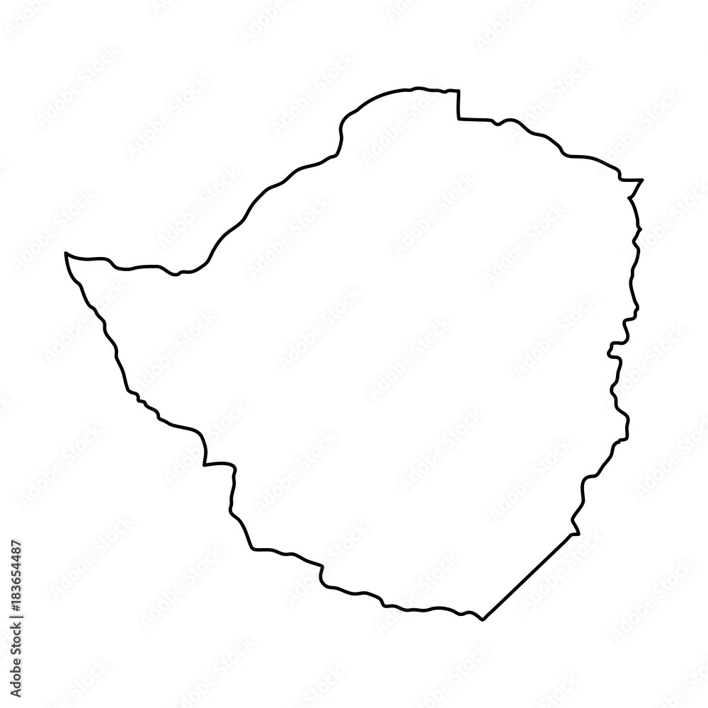 Zimbabwe map of black contour curves on white background of vector ...