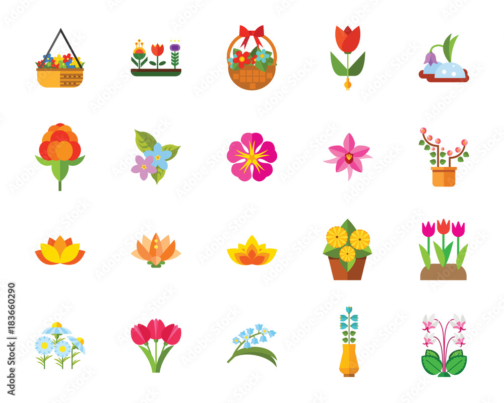 Flowers icon set Stock Vector | Adobe Stock