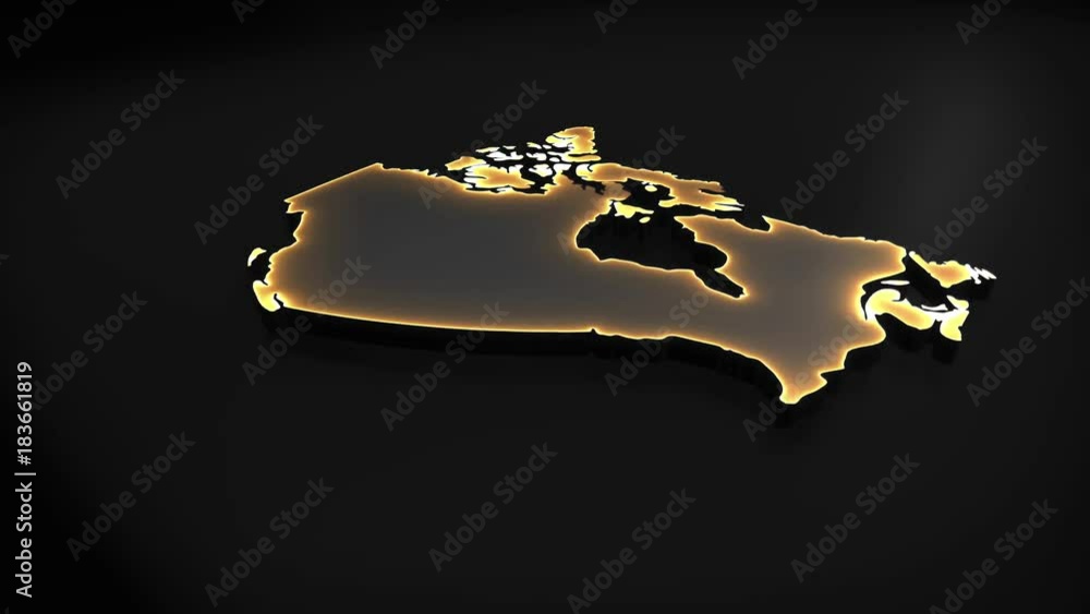 Seamless looping 3D animation of the map of Canada including 2 versions ...