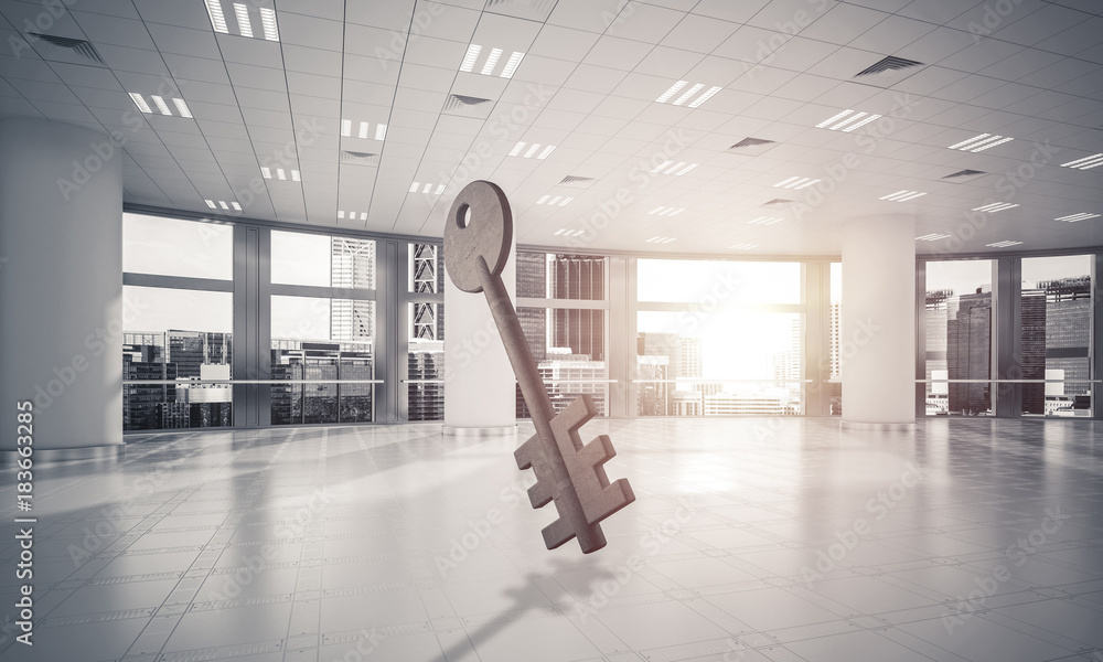 Conceptual background image of concrete key sign in modern offic Stock ...