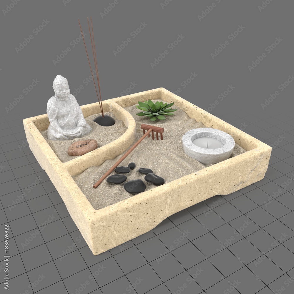 Miniature zen garden Stock 3D asset | Adobe Stock