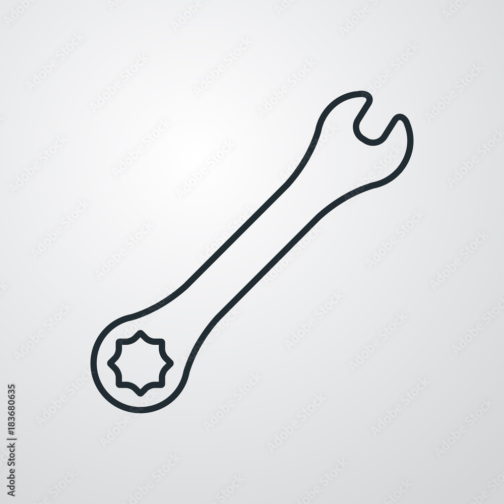 Icono plano linea herramienta llave en fondo degradado Stock Vector ...