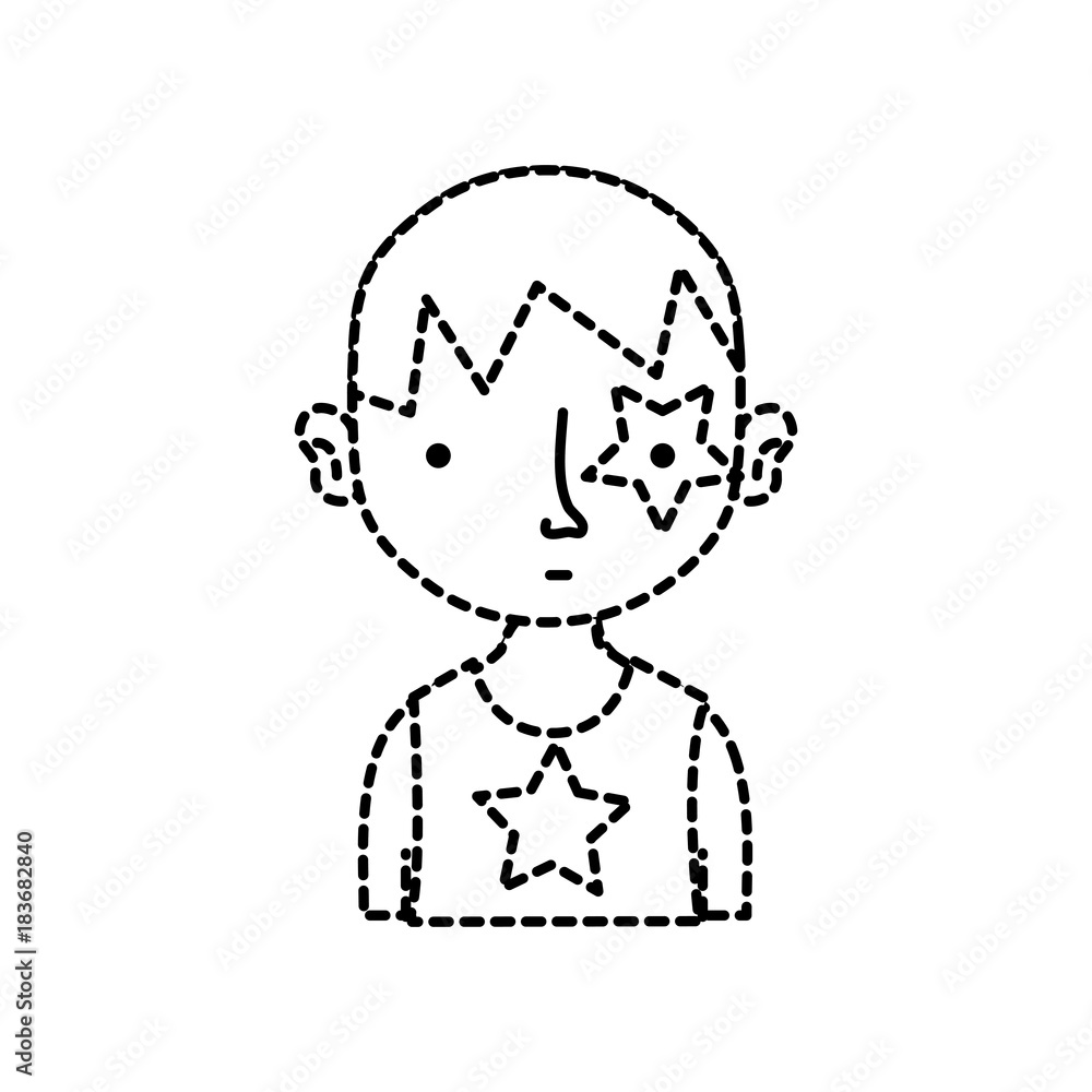 dotted shape boy rocker with star tattoo and hairstyle Stock Vector ...