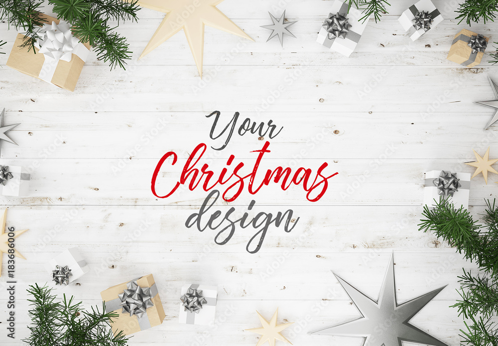Top View Christmas Composition Mockup 2 Stock Template | Adobe Stock