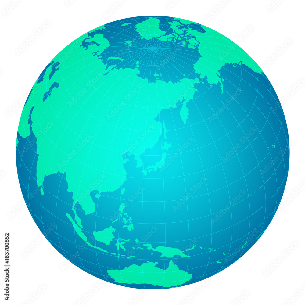 Asia World Map Globe