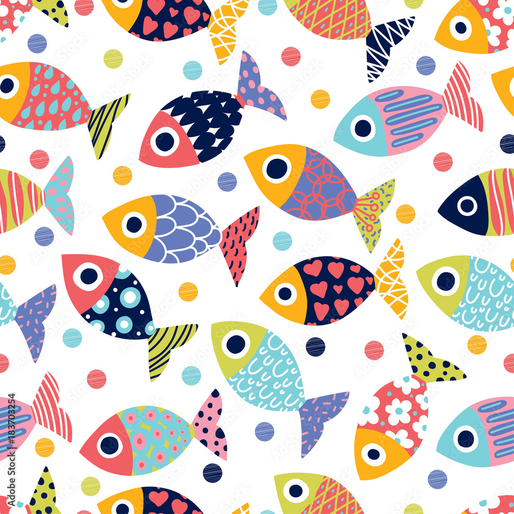 Cute fish. Kids background. Stock Vector | Adobe Stock