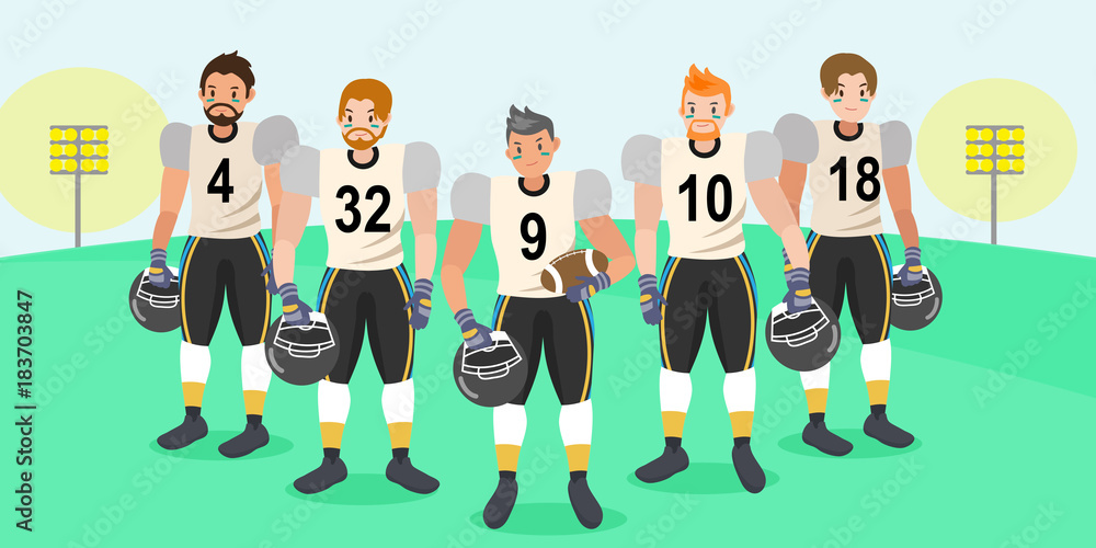 cartoon american football players Stock Vector | Adobe Stock