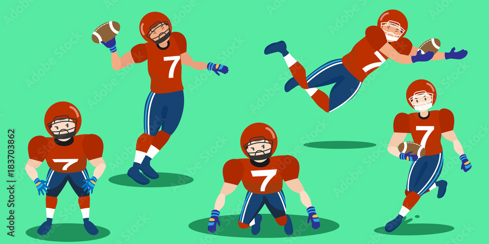 cartoon american football players Stock Vector | Adobe Stock