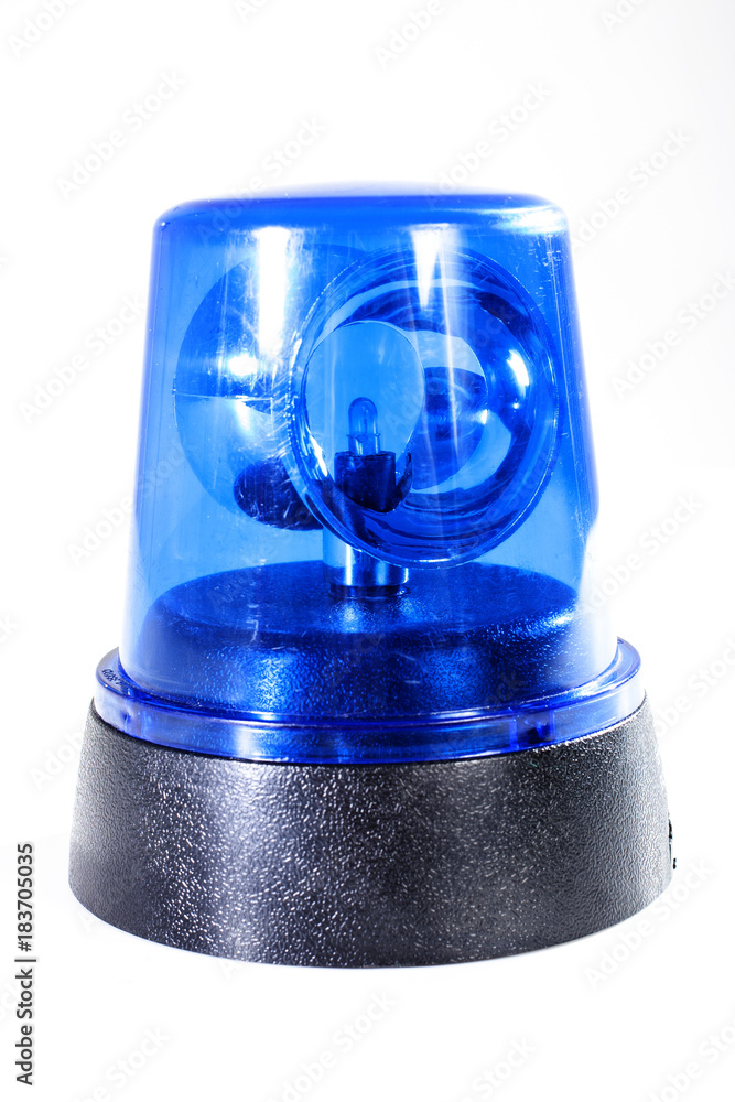 Police strobe studio photo. Emergency Light blue, spinning beacon ...