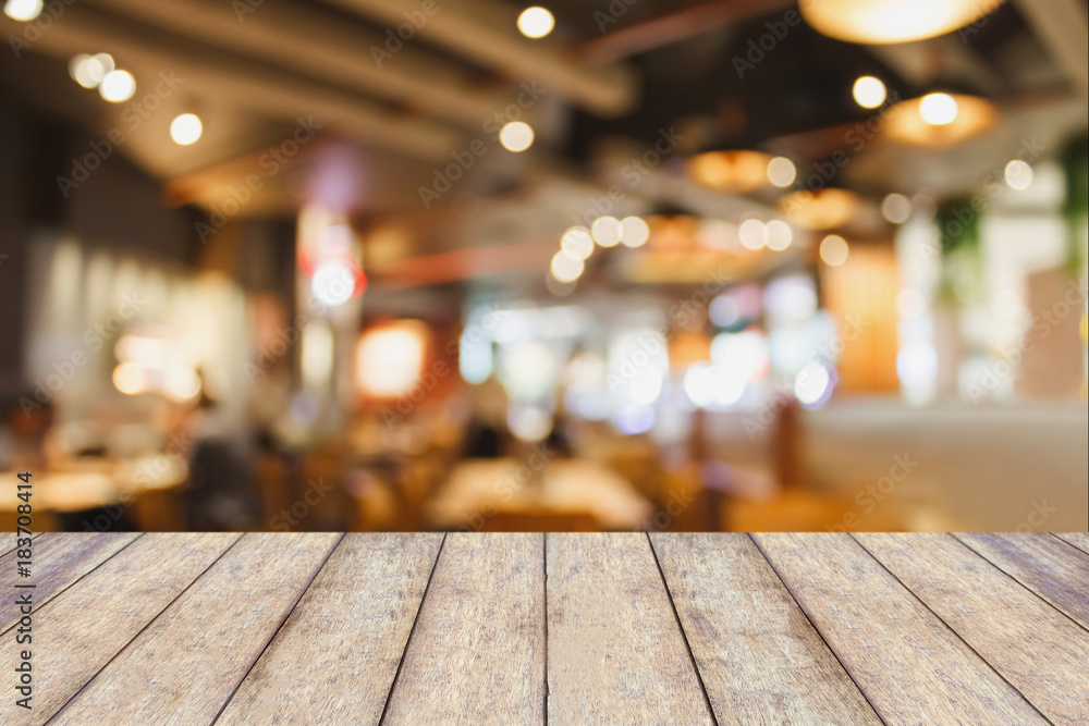 Restaurant cafe or coffee shop interior with people abstract blur ...