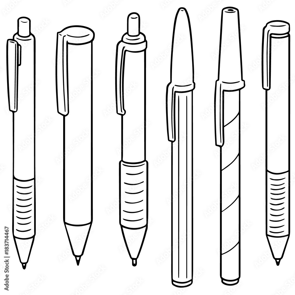 vector set of pen and mechanical pencil Stock Vector | Adobe Stock
