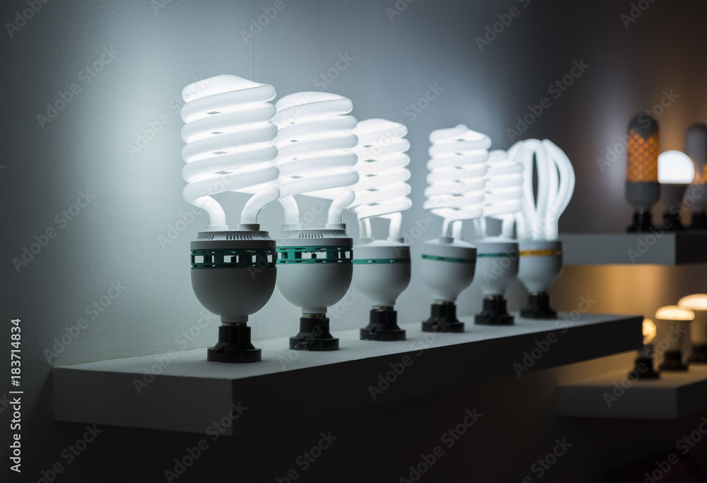 row of fluorescent lamps ; idea business background ; Fluorescence is ...