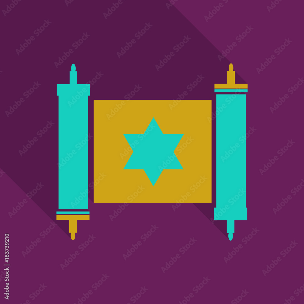 Torah scroll icon in flat style. Jewish Torah in expanded form. Flat ...