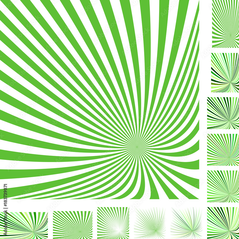 Green and white vector ray burst design background set. Different color ...
