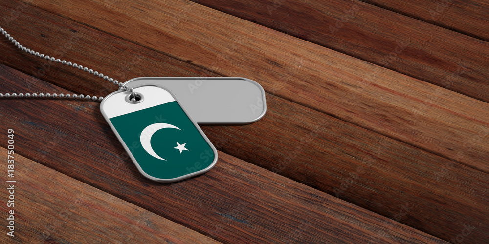 Pakistan army concept, Pakistan flag identification tags on wooden ...