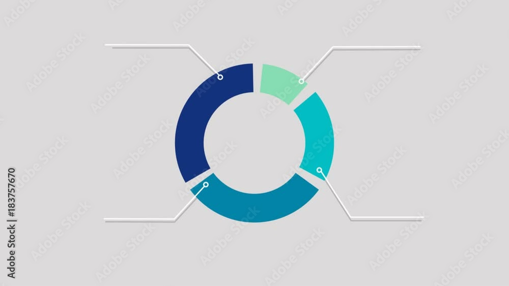 Infographics in blue color. Alpha channel. Motion circle diagram. 4 ...
