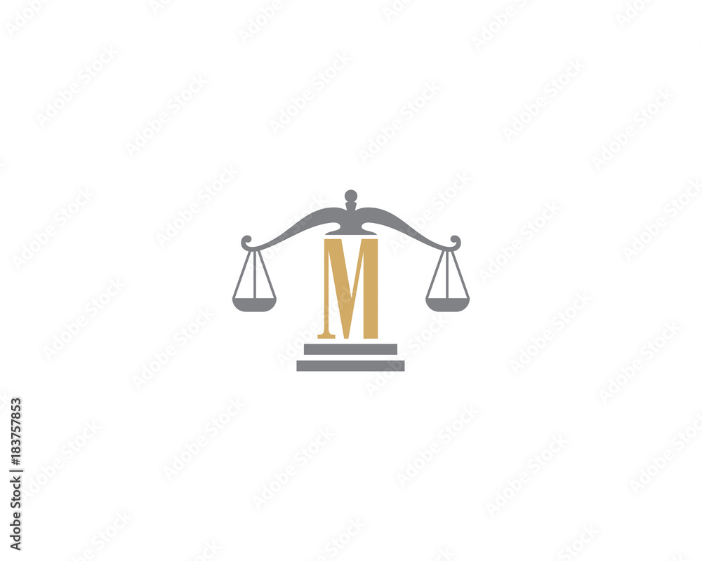 Scale of Justice and Letter M Logo Icon 3 Stock Vector | Adobe Stock