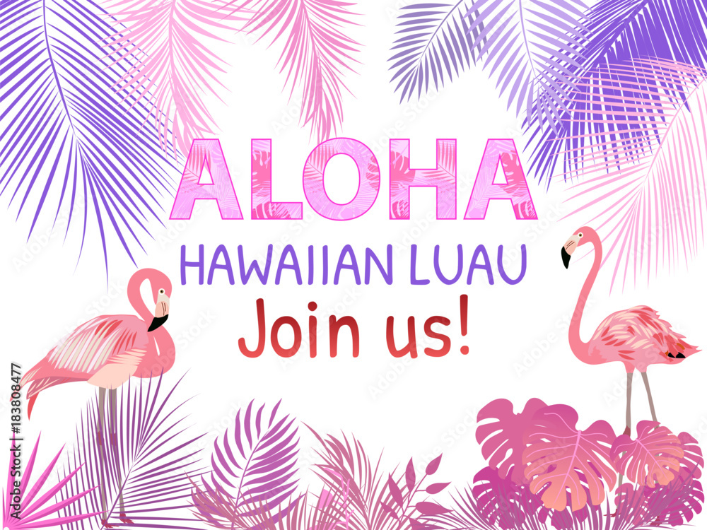 Aloha, Hawaiian Party Template Invitation Stock Vector | Adobe Stock