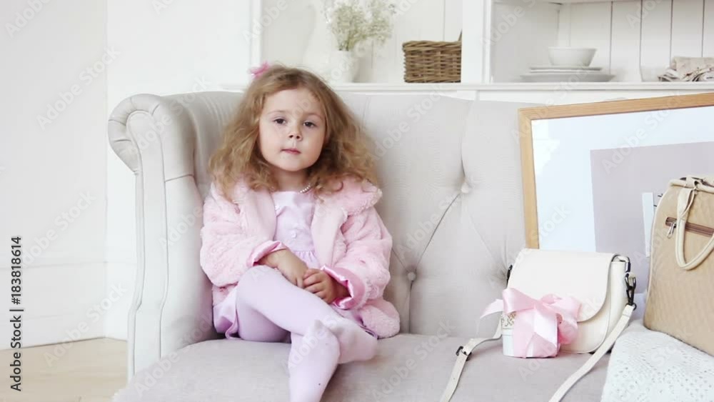 Adorable kid dressing up and styling Stock Video | Adobe Stock