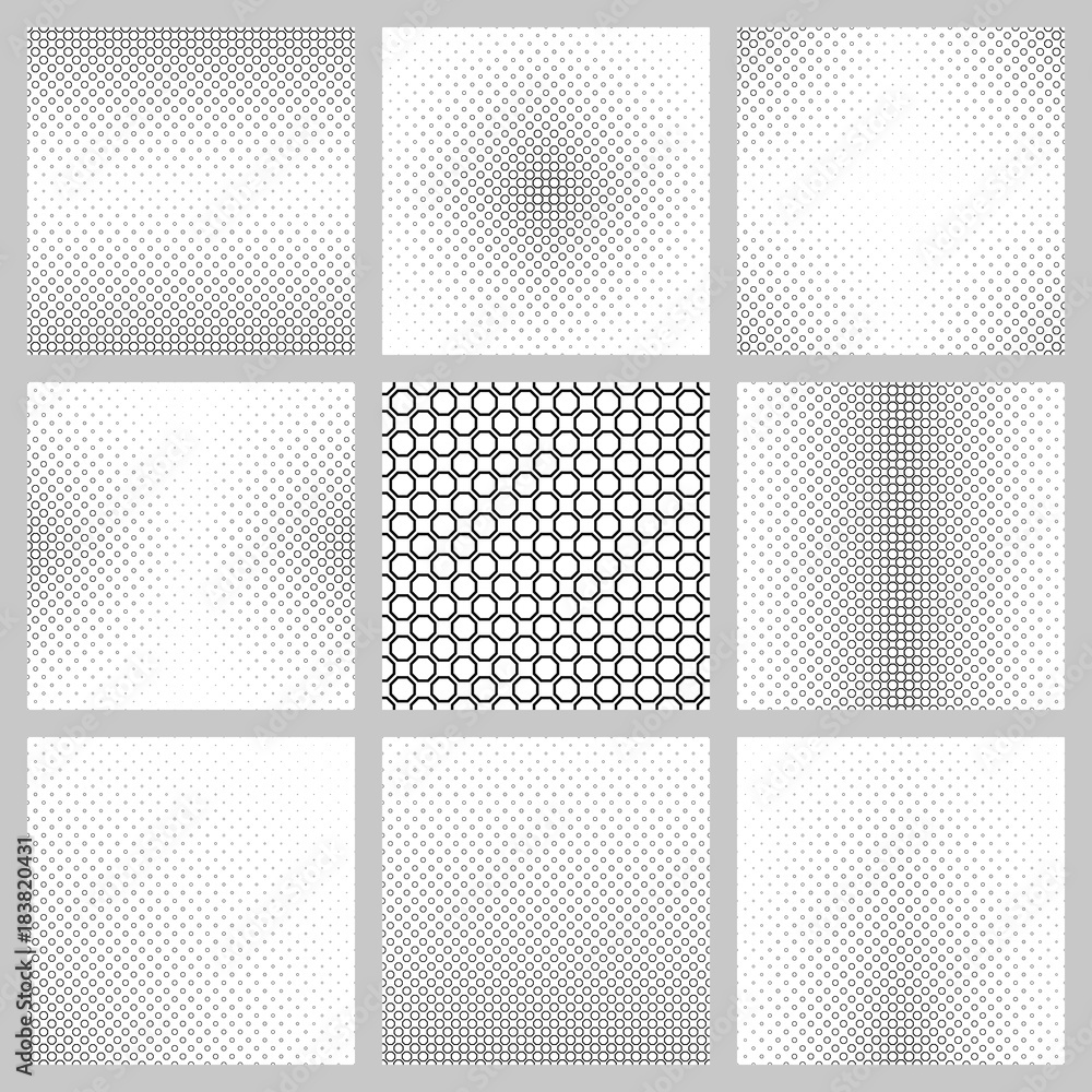 Black and white octagon pattern background design set Stock Vector ...