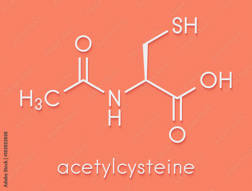 Acetylcysteine (NAC) mucolytic drug molecule. Also used to treat ...
