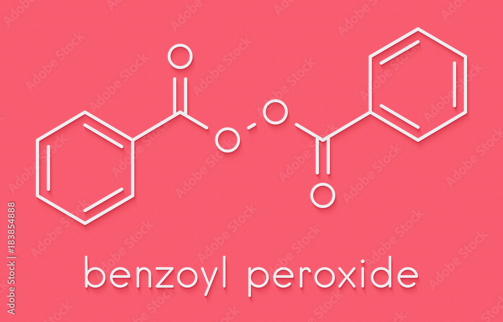 Benzoyl peroxide acne treatment drug molecule. Also used to dye hair ...
