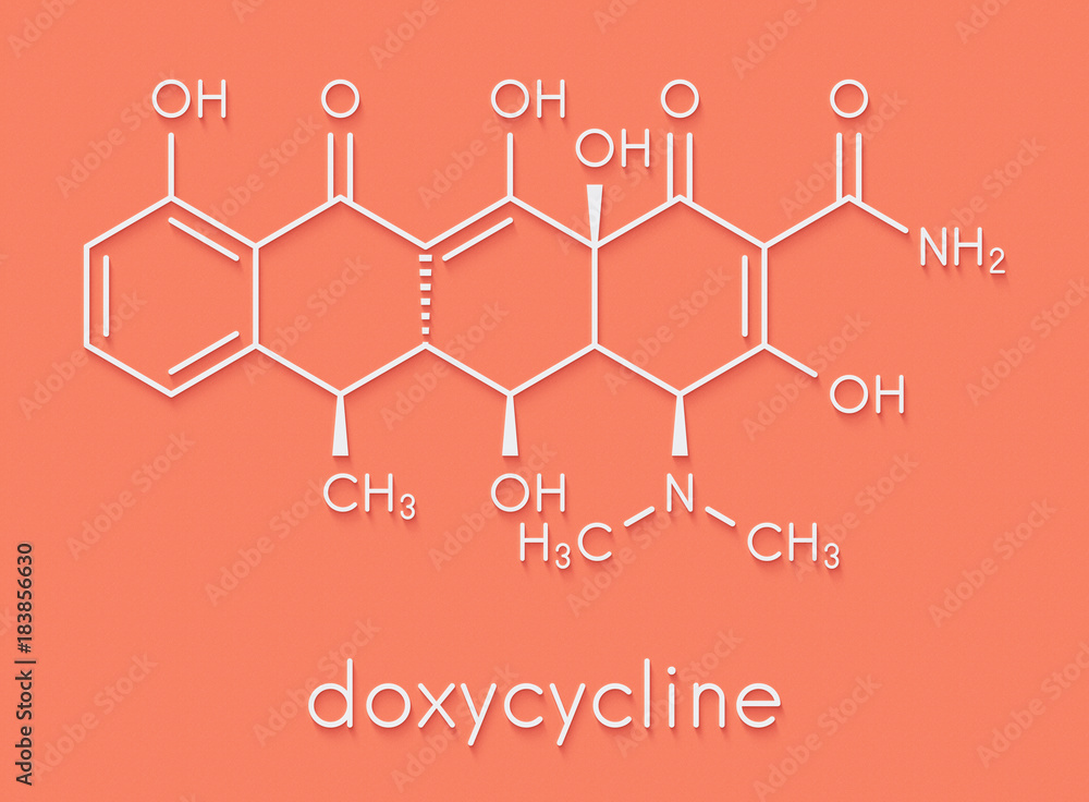 Doxycycline Antibiotic Drug Tetracycline Class Molecule Skeletal Formula Stock Illustration