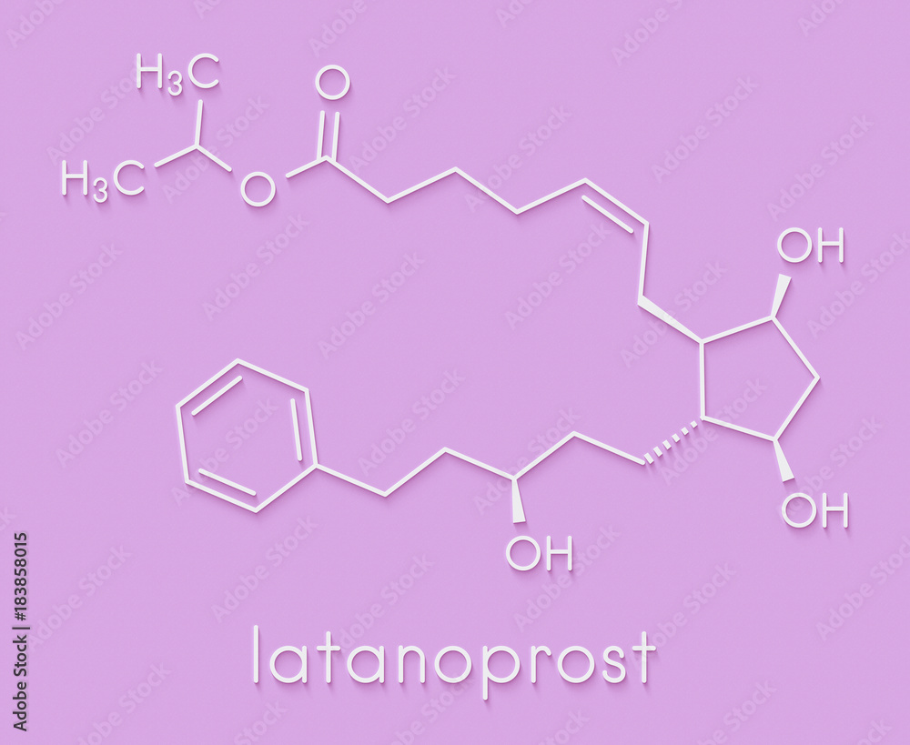 Latanaprost glaucoma drug molecule. Skeletal formula. Stock ...