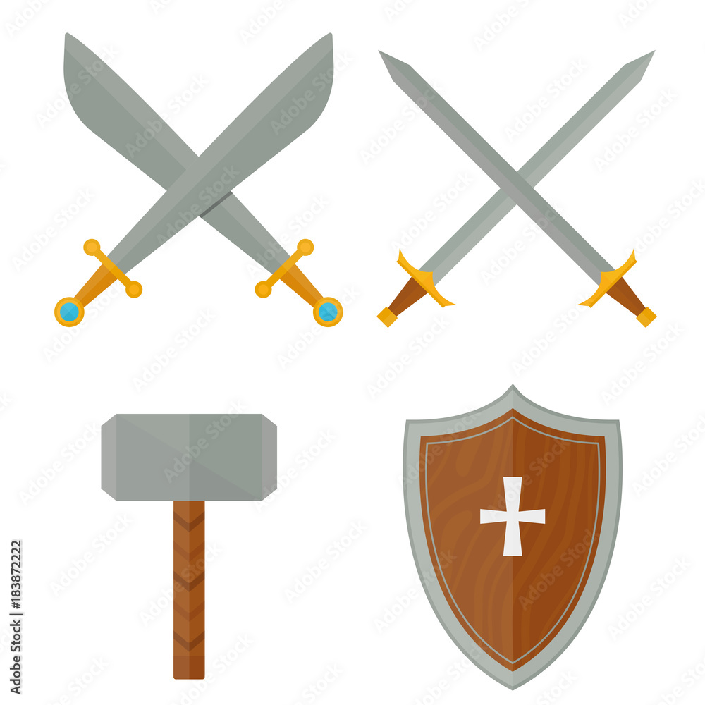 Knights symbols medieval weapons heraldic knighthood elements medieval ...