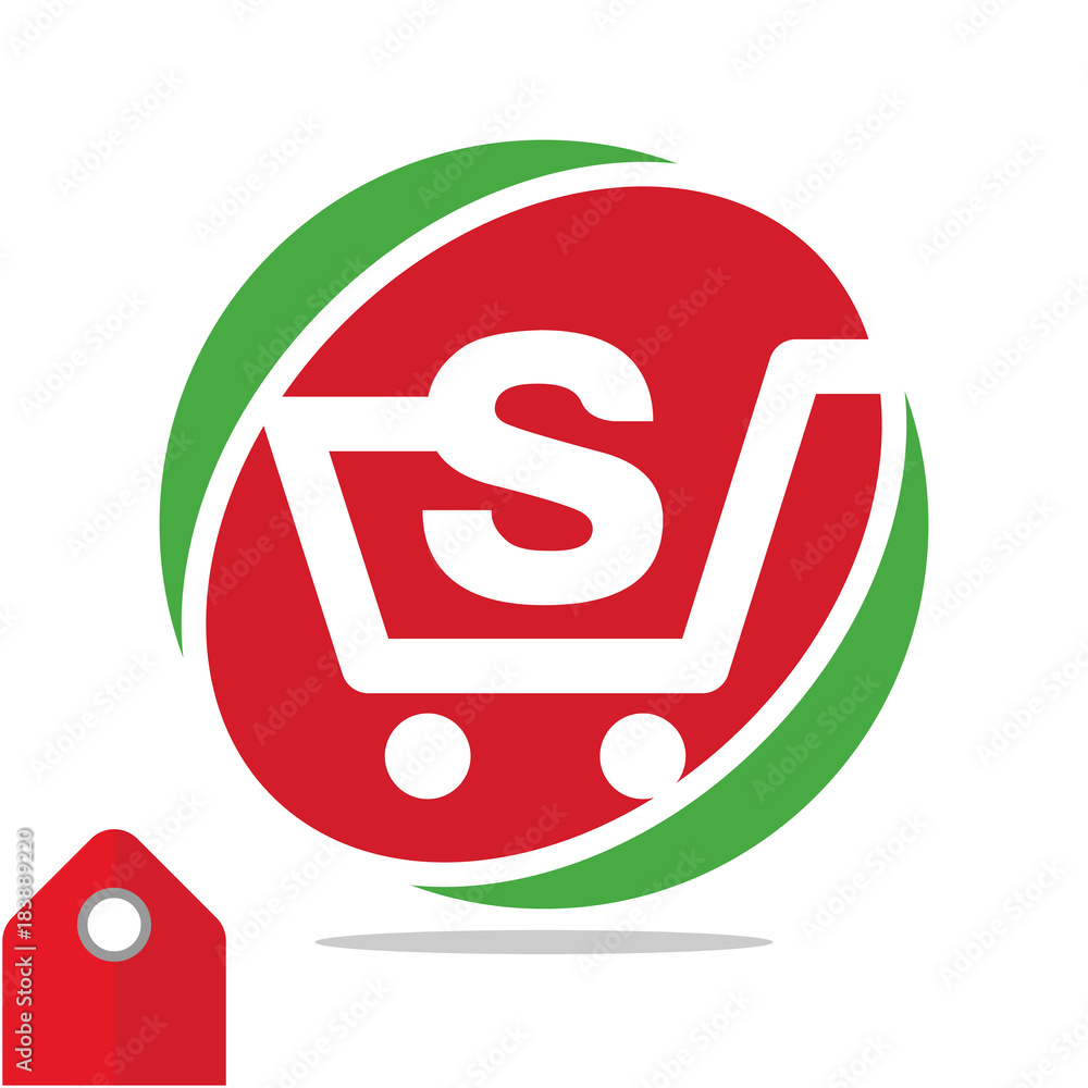 Logo icon for shopping business, illustrated in circle logo with the ...