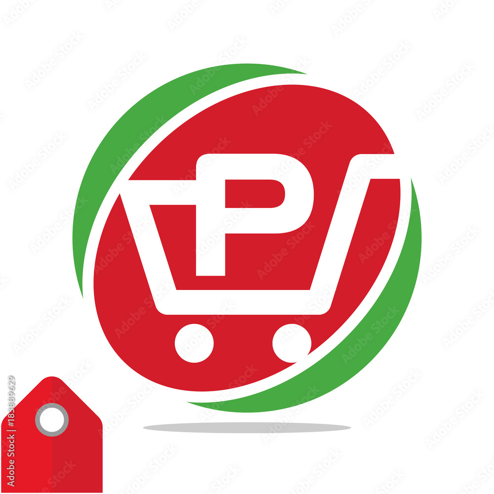Logo icon for shopping business, illustrated in circle logo with the ...