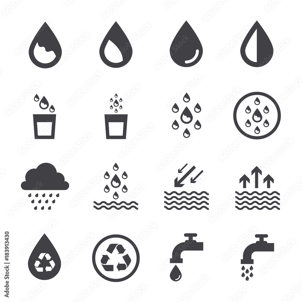 water icon set, black water sign. Stock Vector | Adobe Stock