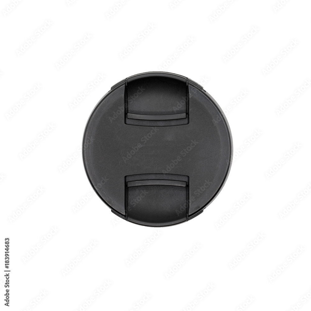 Black Camera Lens Cap isolated on white background Stock-Foto | Adobe Stock